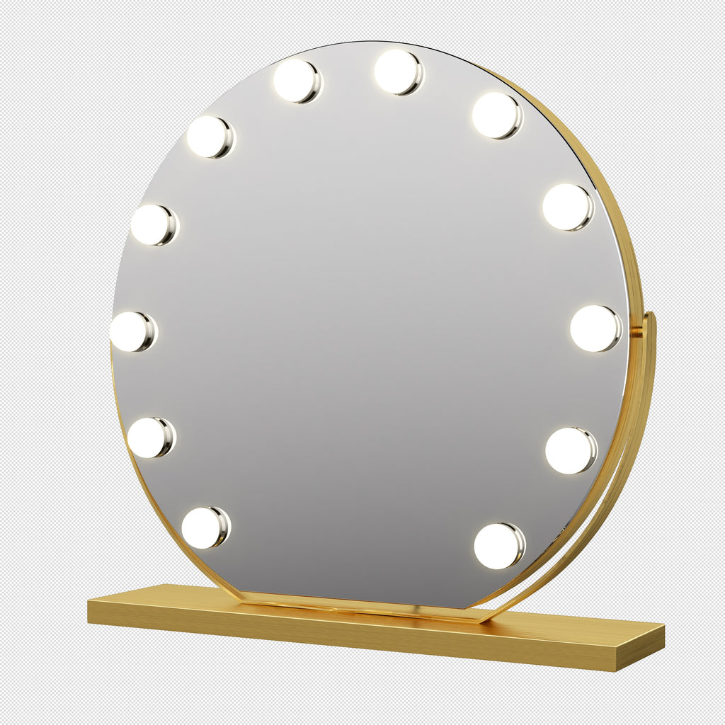 Round Hollywood Vanity Mirror with 12 LED Lights, 50cm/20" Large, 3 Li ...