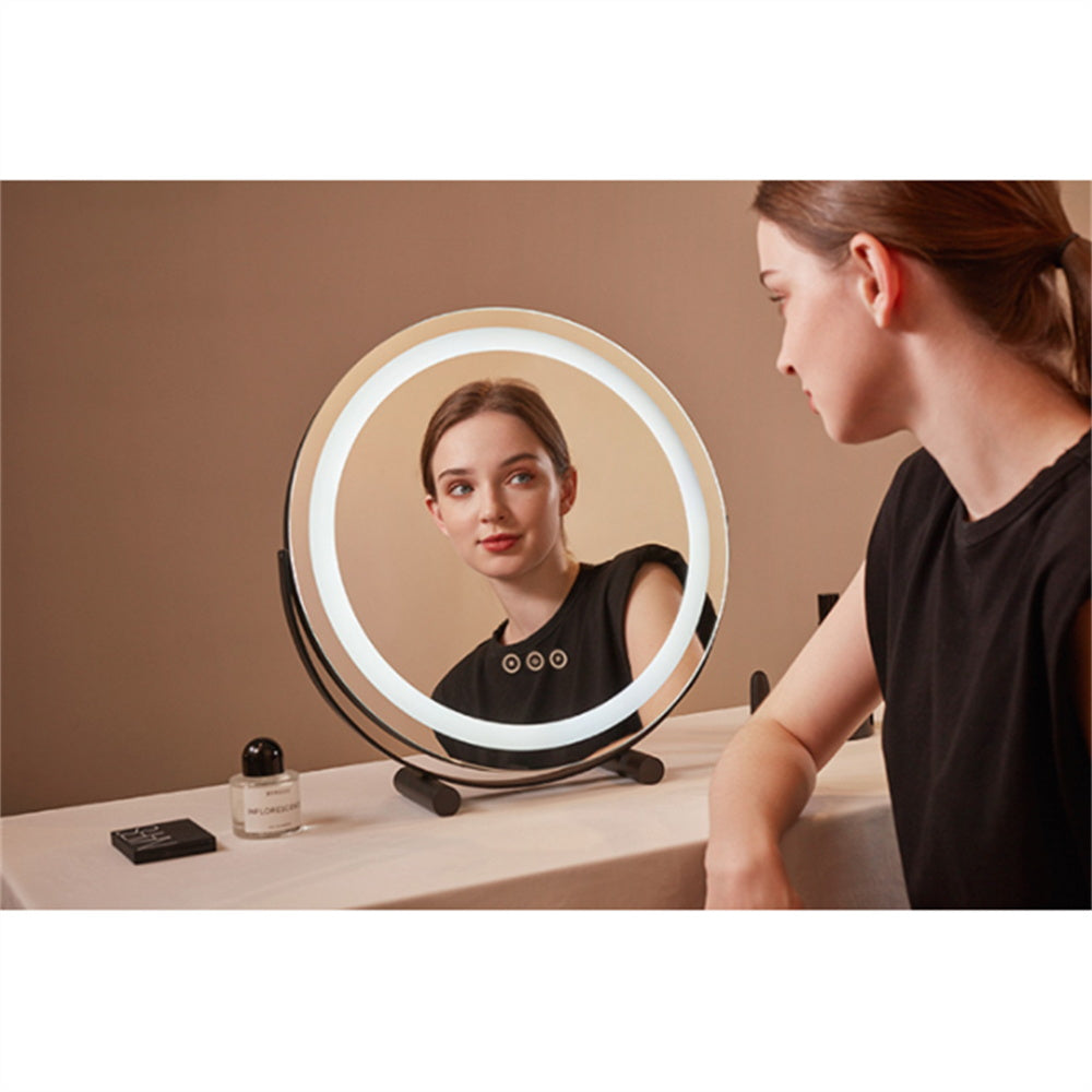 Round LED Vanity Mirror 50cm/20" Large for Bedroom Table, Smart Touch ...